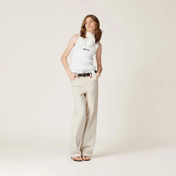 Miu Miu Five-Pocket Denim Jeans - Ecru | Editorialist