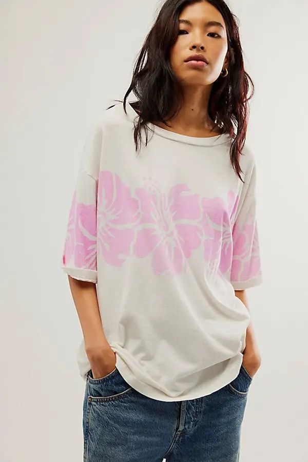 THE BUREAU Hibiscus Tee - Hot Pink Combo