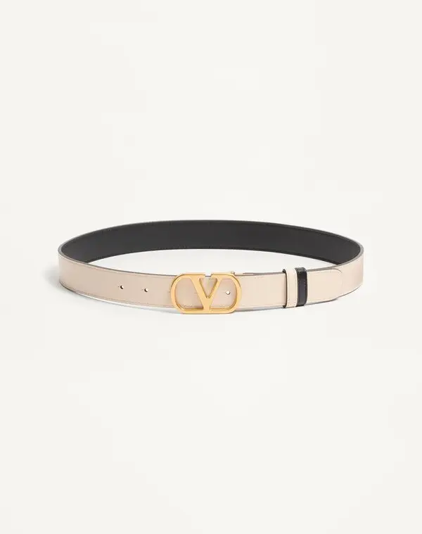 Valentino Garavani Vlogo Signature Reversible Belt - Black/butter