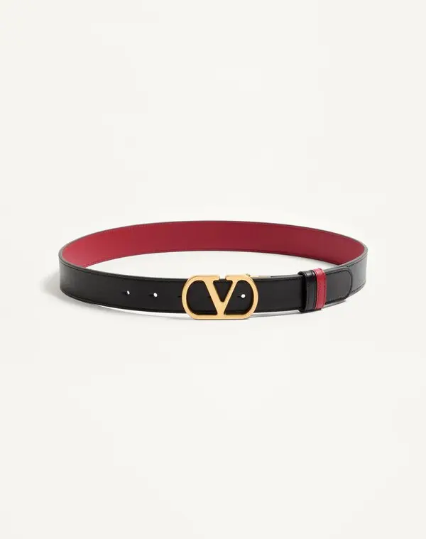 Valentino Garavani Vlogo Signature Reversible Belt - Black/red