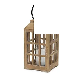 MELROSE Natural Wooden Lantern With Handle 17'h - One-color