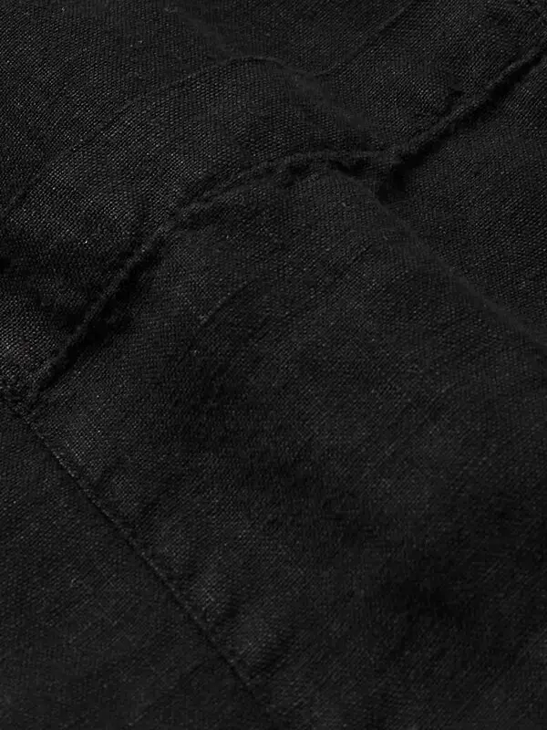 Portuguese Flannel Camp-collar Linen Shirt - Black