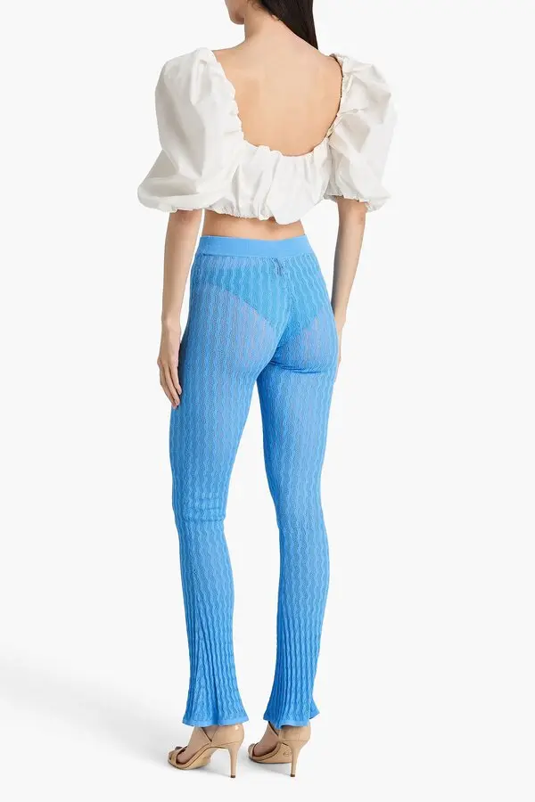 Dodo Bar Or Sophia Pointelle-knit Flared Pants