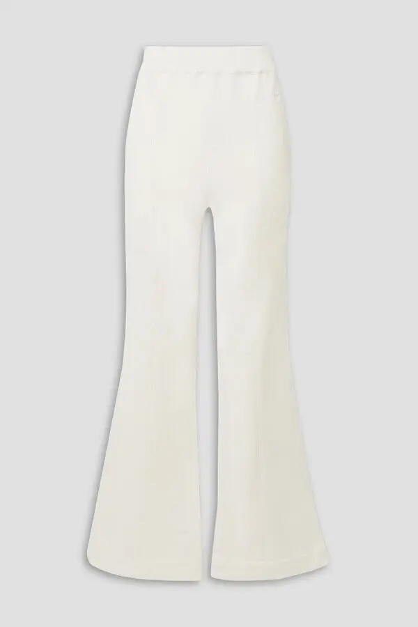 AZ FACTORY Flared Cotton-blend Terry Pants - Ivory
