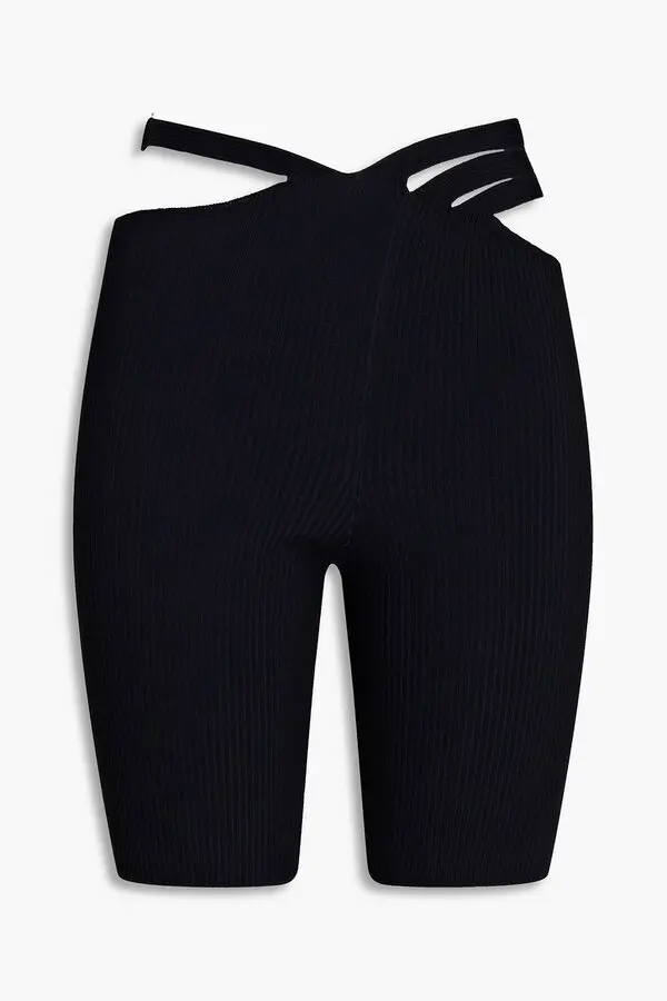DION LEE Cutout Ribbedknit Shorts - Midnight Blue