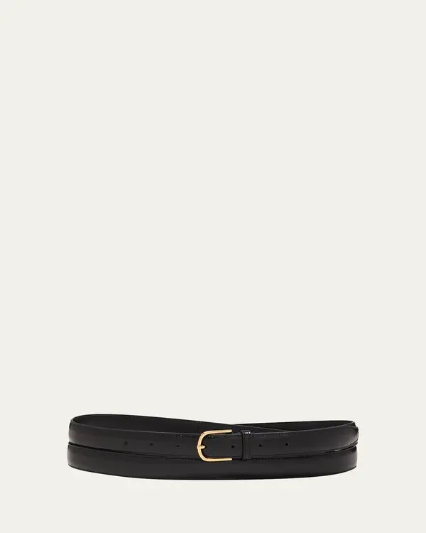 TOTEME Slim Leather Belt - Black