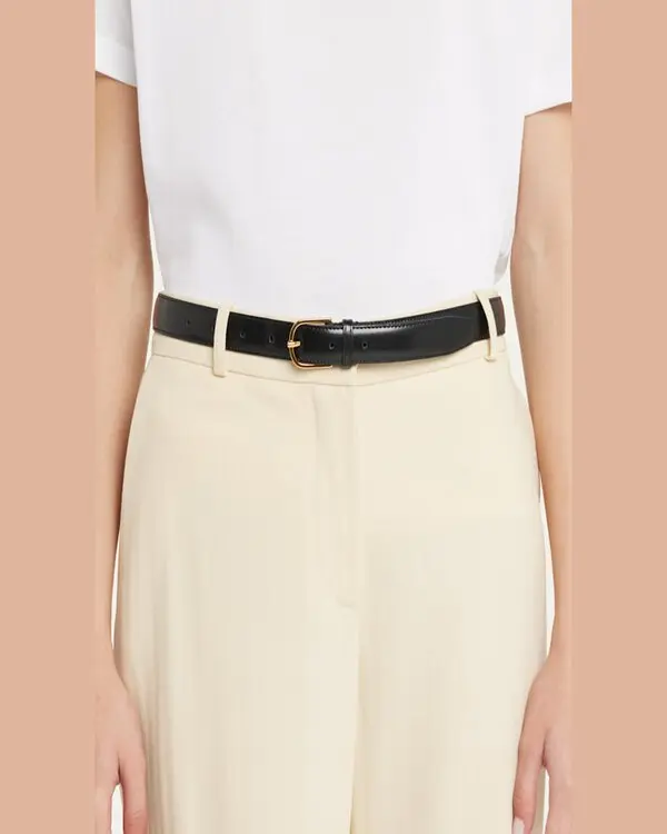 TOTEME Slim Leather Belt - Black