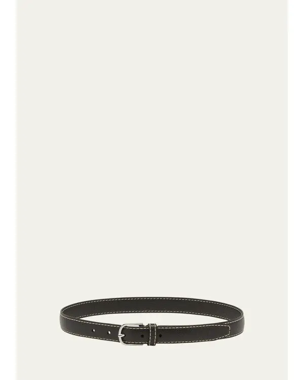 TOTEME Slim Leather Belt - Black
