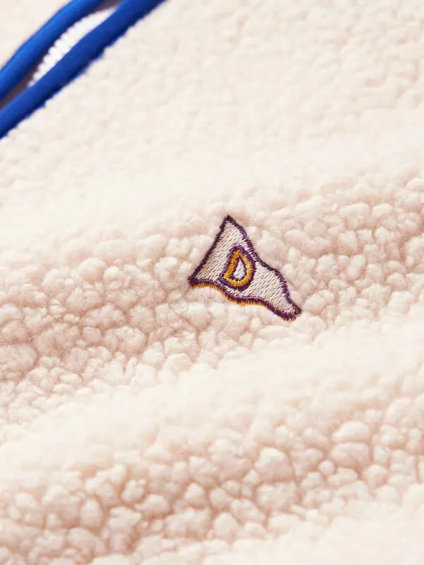 DRAKE'S Logo-embroidered Wool-blend Fleece Jacket - Neutrals