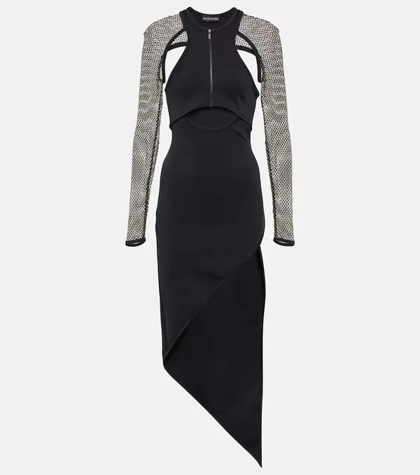 David Koma Embellished Cut Out Midi Dress - Black