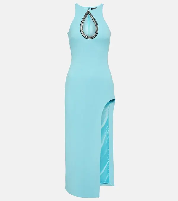 David Koma Embellished Cutout Midi Dress - Blue
