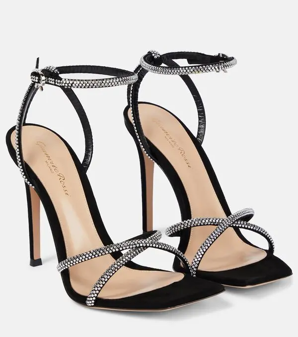 GIANVITO ROSSI Crystal-embellished Suede Sandals