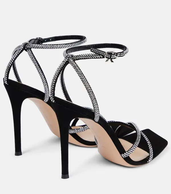 GIANVITO ROSSI Crystal-embellished Suede Sandals