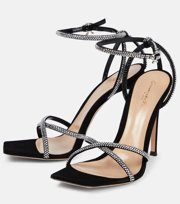 GIANVITO ROSSI Crystal-embellished Suede Sandals
