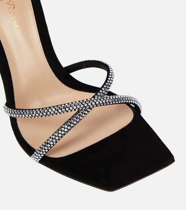 GIANVITO ROSSI Crystal-embellished Suede Sandals