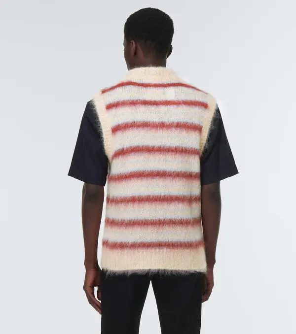 Marni Striped Wool-blend Sweater Vest - Beige