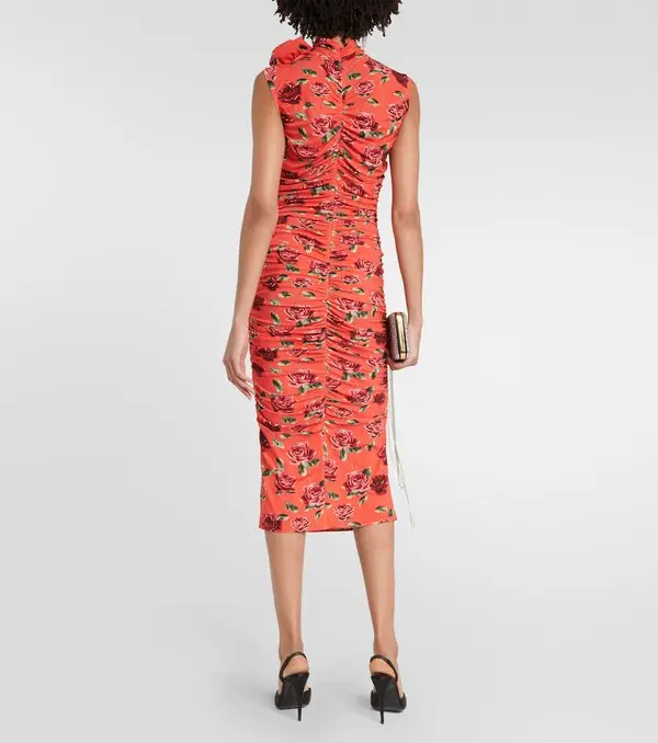 Magda Butrym Floral-appliqué Printed Midi Dress - Red