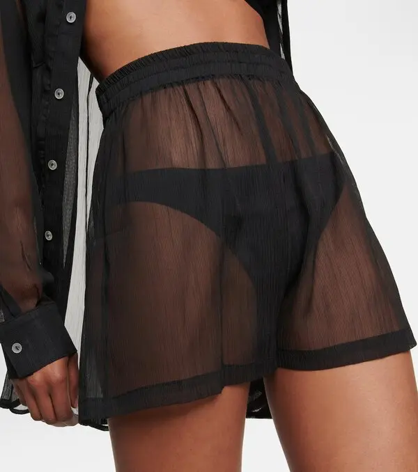 Jade Swim Sheer High-rise Shorts - Blue