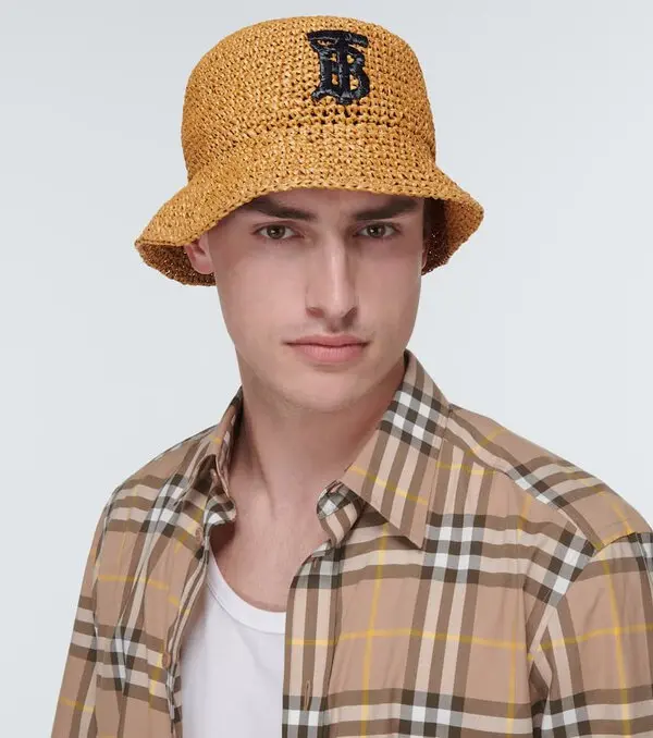 Burberry TB raffia-effect bucket hat Burberry TB Raffia-Effect Crochet Bucket Hat – evaChic main image 3