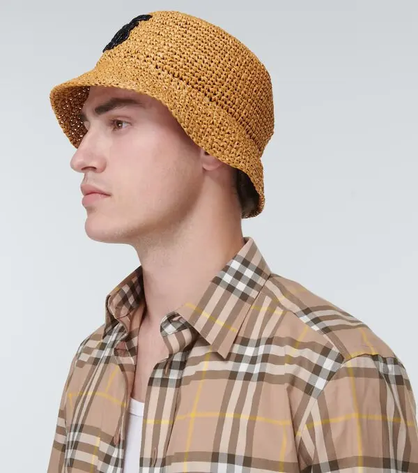 Burberry Tb Raffia-Effect Bucket Hat In Beige - 30% Off  display picture 1