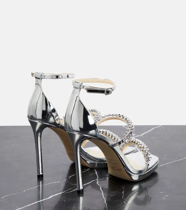 JIMMY CHOO Bing 105 Crystal-embellished Sandals - Silver