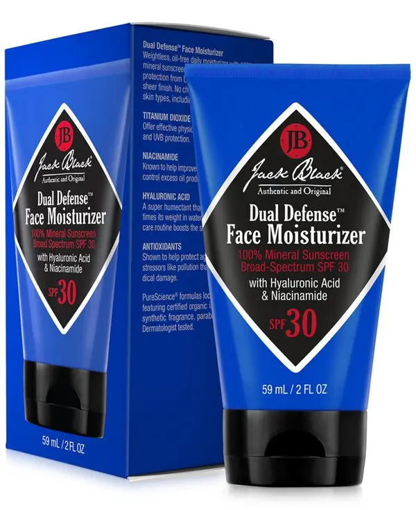 Jack Black Dual Defense Face Moisturizer 100% Mineral Sunscreen Spf 30 - No Color