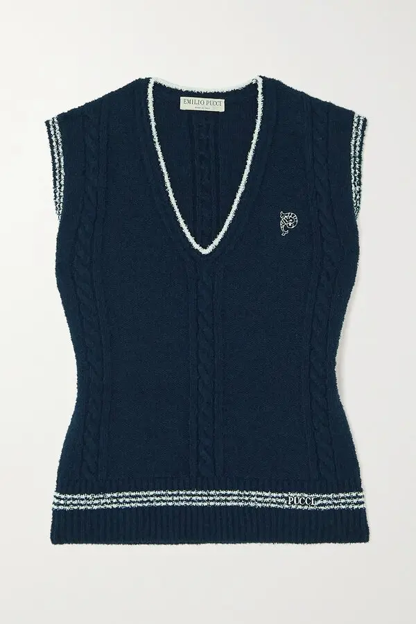 Emilio Pucci Striped Embroidered Cotton-blend Vest