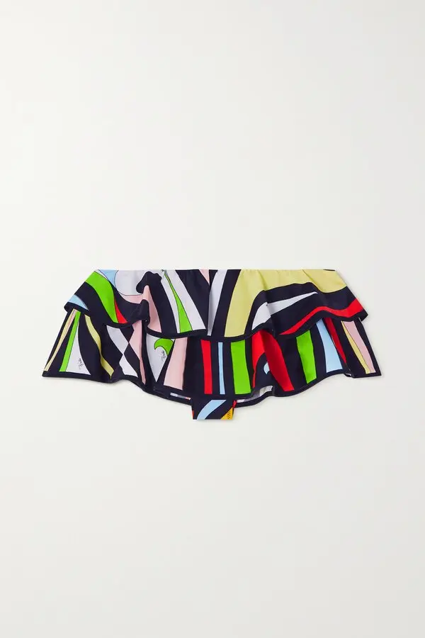 Emilio Pucci Marmo Printed Ruffled Bikini Briefs