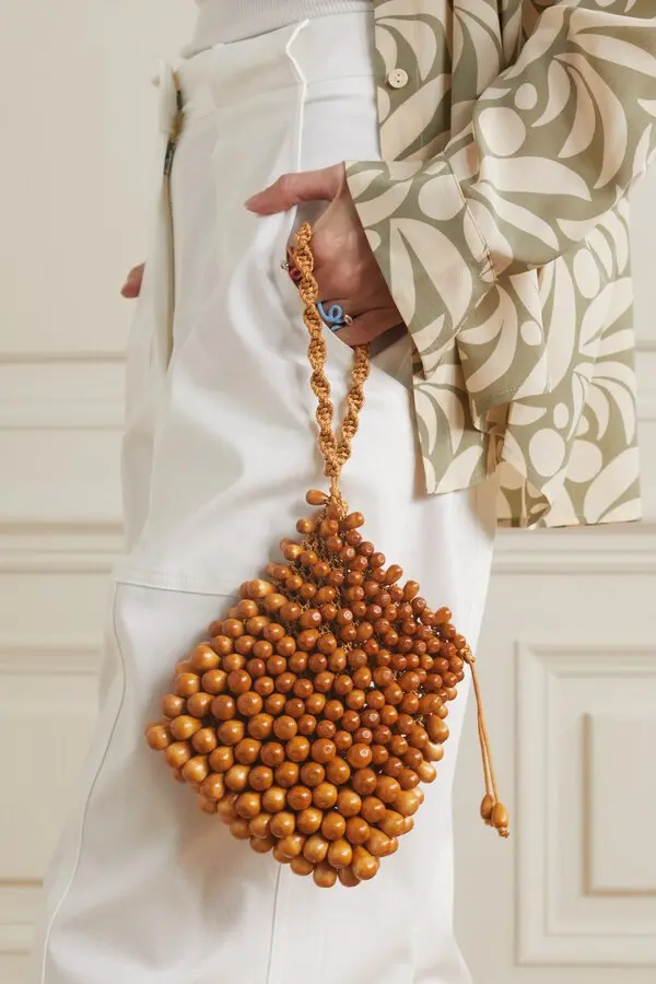 Cult Gaia Dory Beaded Knitted Clutch In Brown - 50% Off | Editorialist