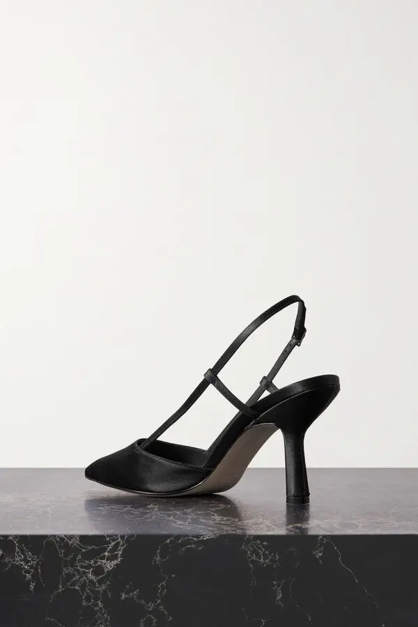 PORTE & PAIRE Satin Slingback Pumps - Black