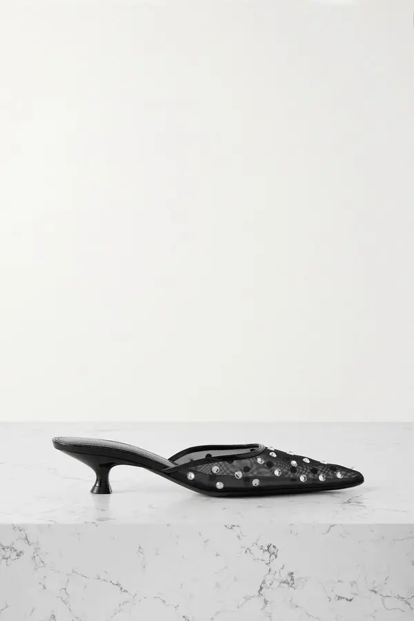 Khaite Minna Crystal-embellished Tulle Mules