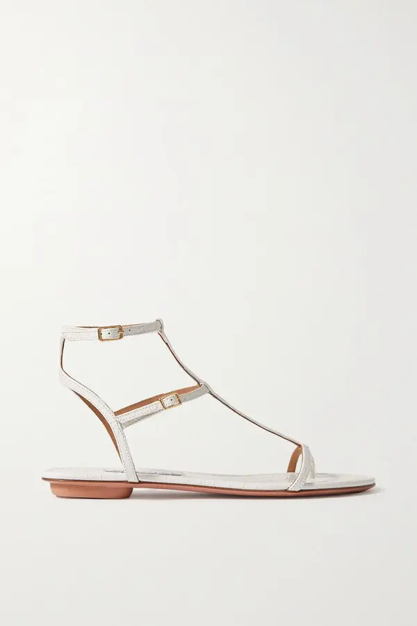 AQUAZZURA Ponza Croc-effect Leather Sandals