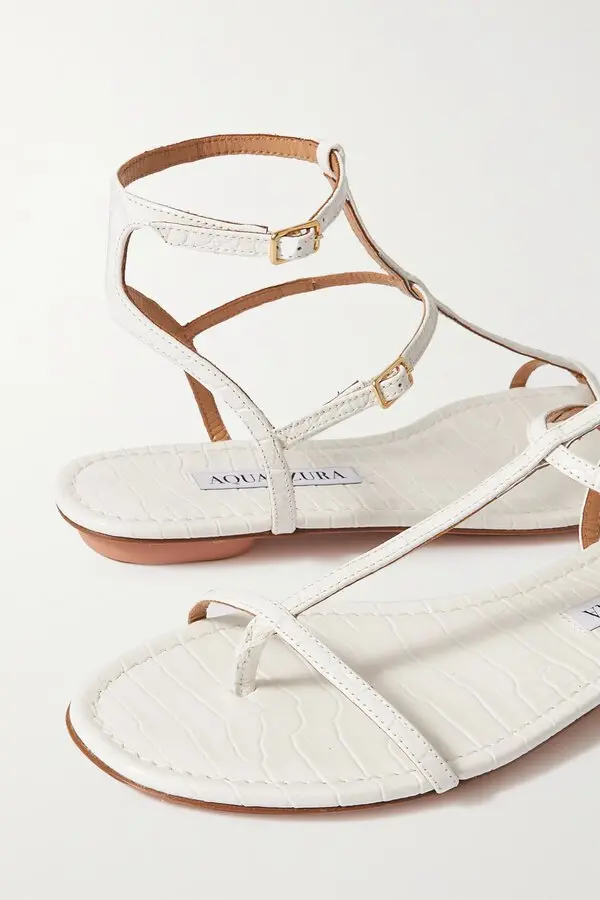 AQUAZZURA Ponza Croc-effect Leather Sandals