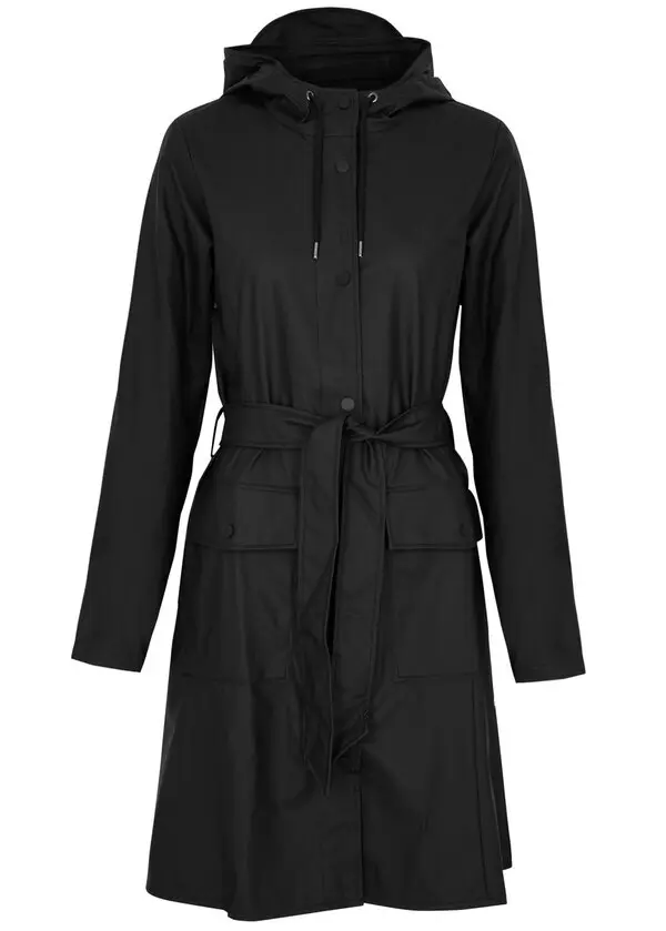 Rains Belted Hooded Waterproof Jacket - Black