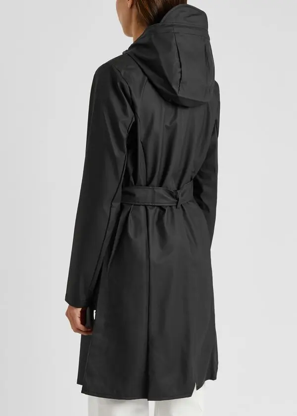 Rains Belted Hooded Waterproof Jacket - Black