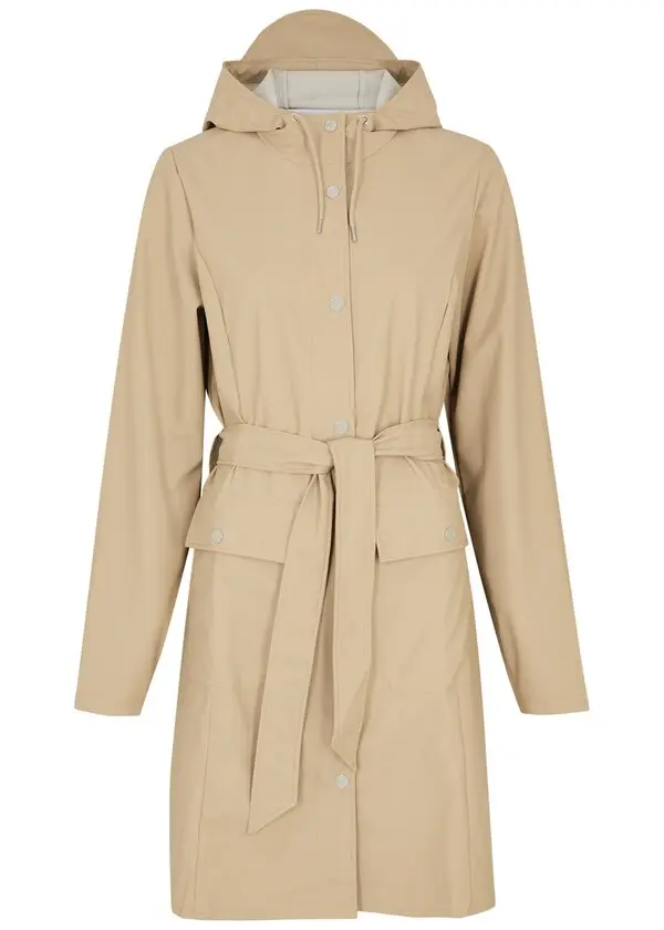 Rains Belted Hooded Waterproof Jacket - Sand
