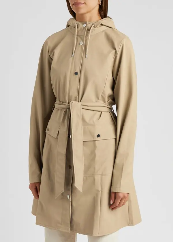 Rains Belted Hooded Waterproof Jacket - Sand