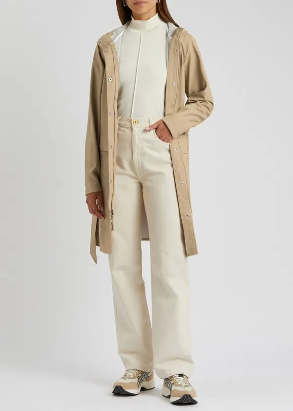 Rains Belted Hooded Waterproof Jacket - Sand