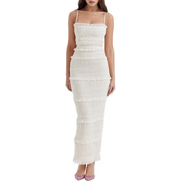 Buy House Of Cb Solana Sequin Cocktail Dress Ivory Print At 33