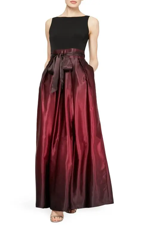 SL FASHIONS Ombrè Satin Woven Gown - Fig