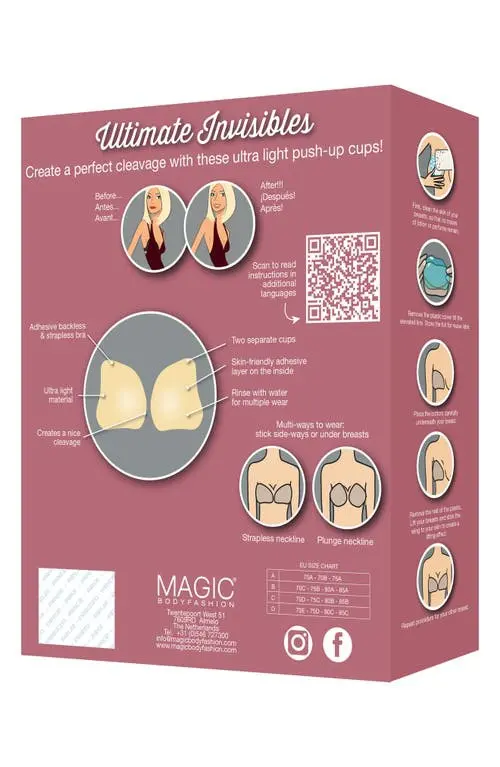 MAGIC BODYFASHION Ultimate Invisibles Backless Strapless Reusable Adhesive Breast Cups - Black