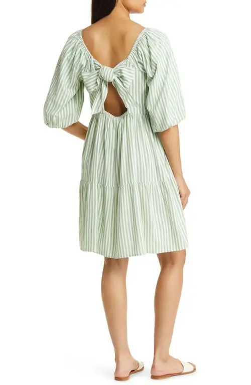 Beachlunchlounge Stripe Open Back Bow Cotton Blend Dress - Peperomia |  Editorialist