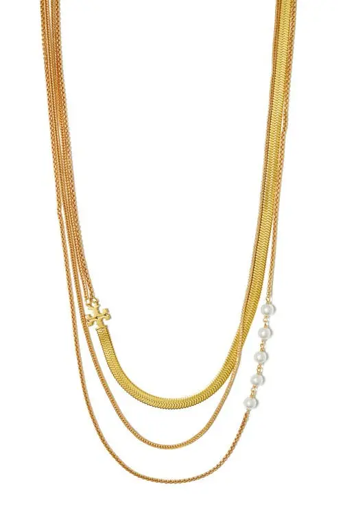 Tory Burch Kira Imitation Pearl Layered Necklace - Tory Gold/tory Gold