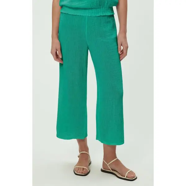 Michael Stars Medina Smocked Waist Wide Leg Pants - Maldives Green