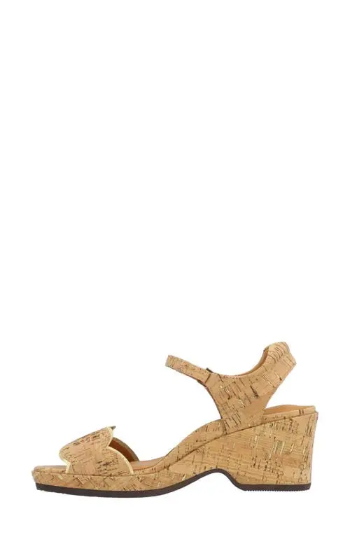 L'AMOUR DES PIEDS Marora Wedge Sandal - Natural/ Gold