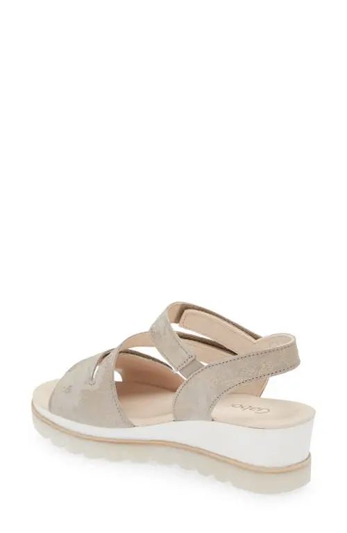 Gabor Asymmetric Strappy Wedge Sandal - Beige