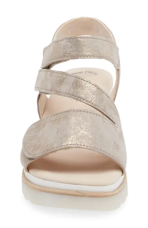Gabor Asymmetric Strappy Wedge Sandal - Beige