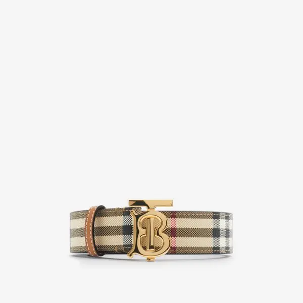 Burberry Check Belt - Archive Beige/light Gold