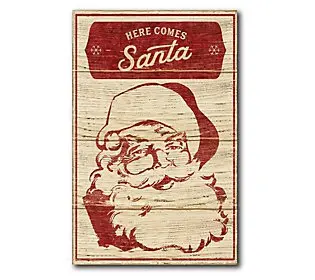 COURTSIDE MARKET Here Comes Santa 12x18 Canvas All Art - One-color