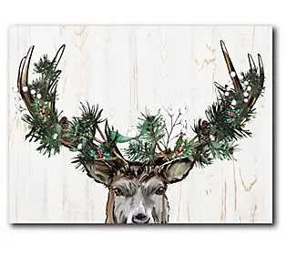 COURTSIDE MARKET Christmas Deer 16x20 Canvas Wa Ll Art - One-color